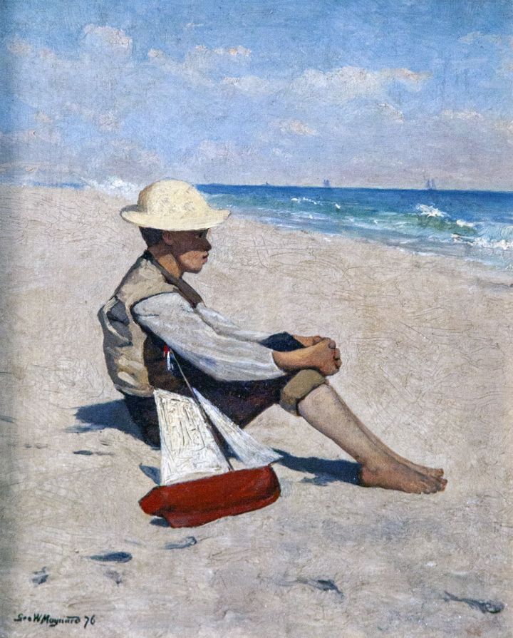 George Willoughby Maynard (1843-1923) [H RA 1886-1923] : Boy on beach ...