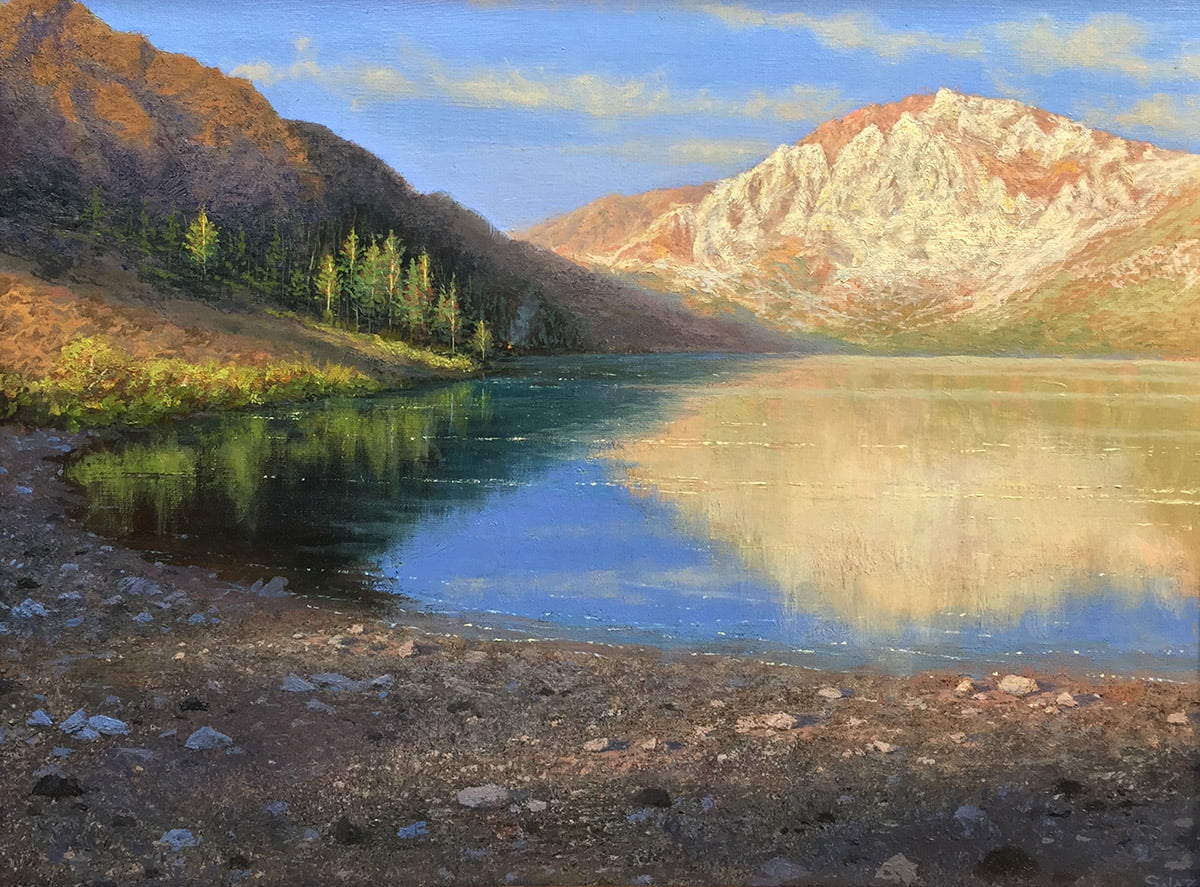 Ken Salaz (b.1970) : Sunrise in the Sierra at Convict lake, 2000s ...