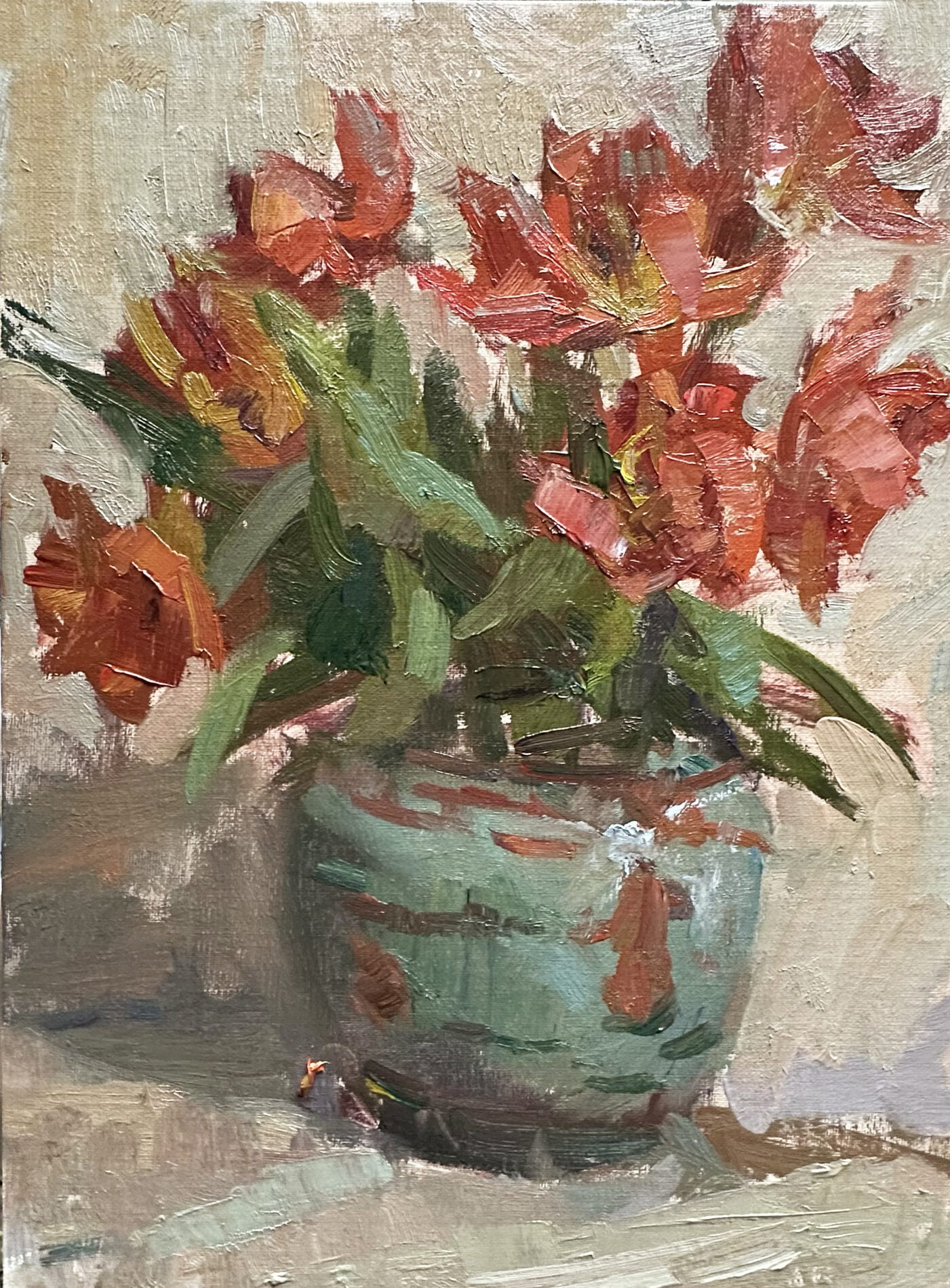 Patricia Nebbeling [RA 2014] : Parrot tulips, 2022. – salmagundi.org