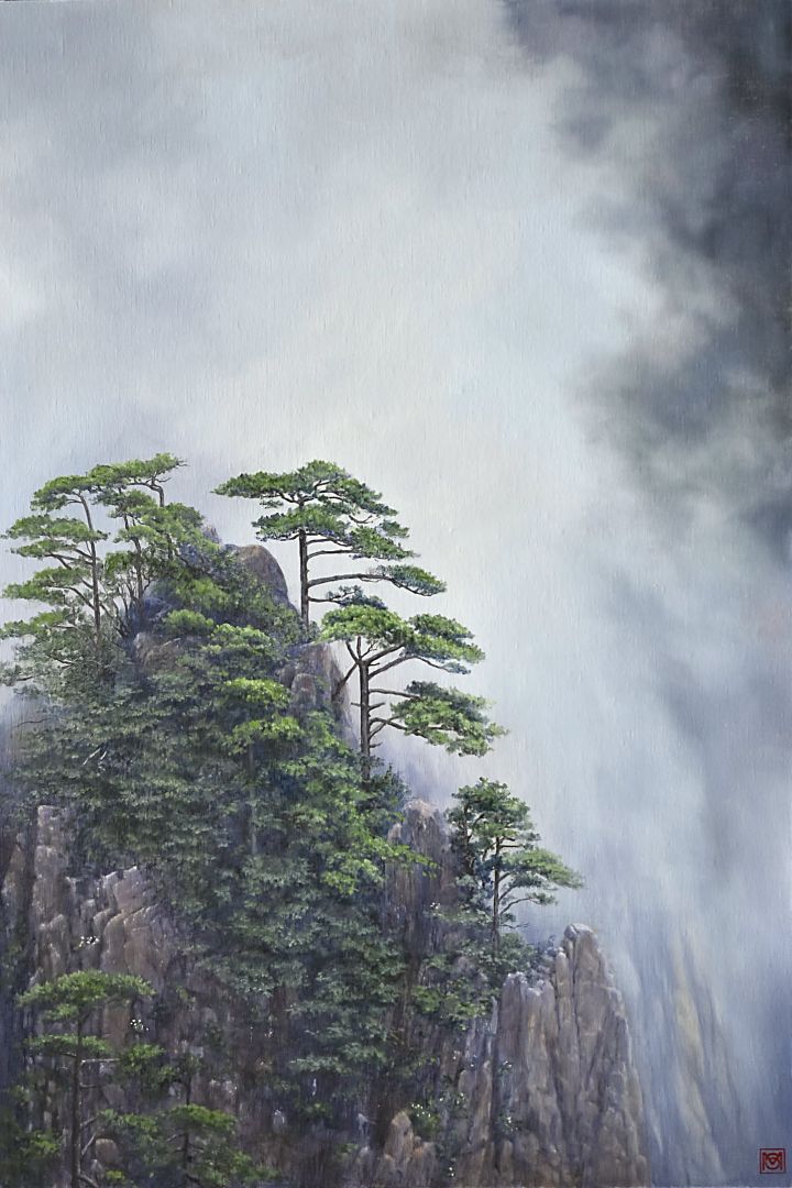 Mary Graham [NRA 2018] : Pines in mist and cloud, 2020. | Salmagundi Club