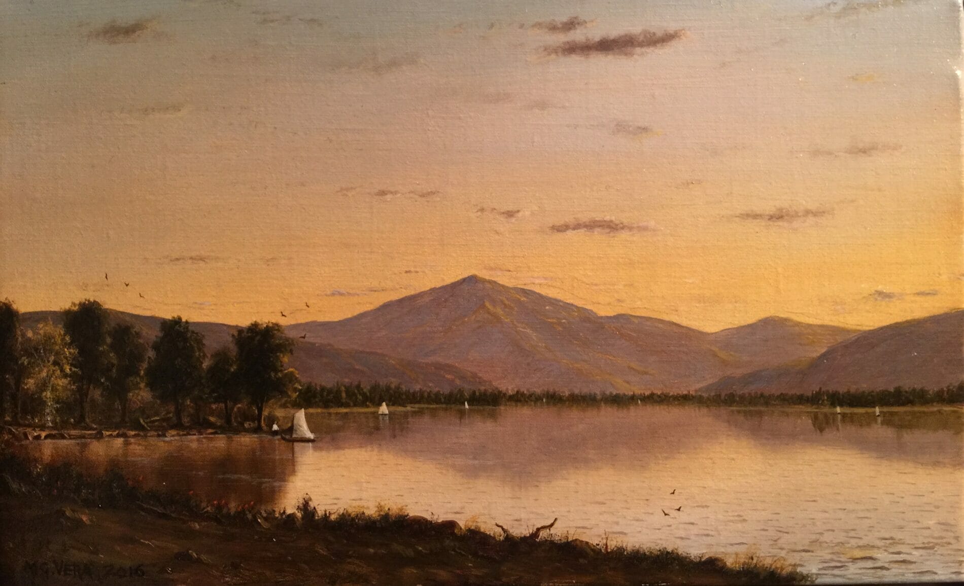Marco Giovanni Vera [JR RA 2022] : Sunset on Lake George | Salmagundi Club